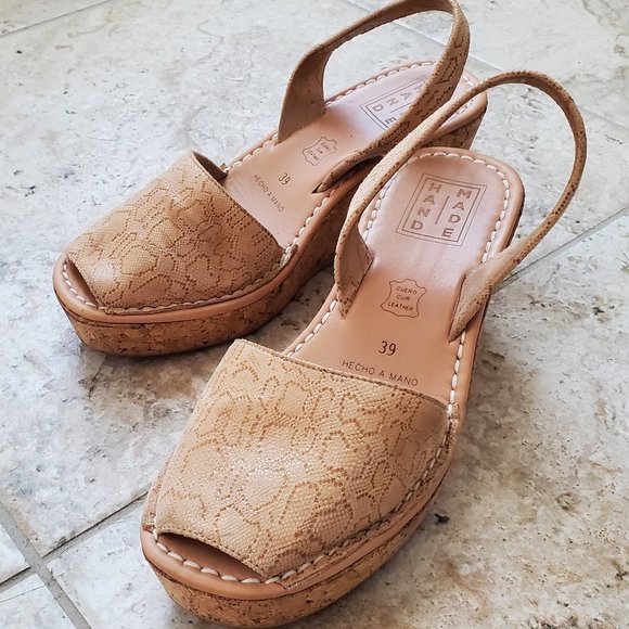 Barcelona Handmade | Shoes | Barcelona Handmade Cork Wedge Avarcas ...